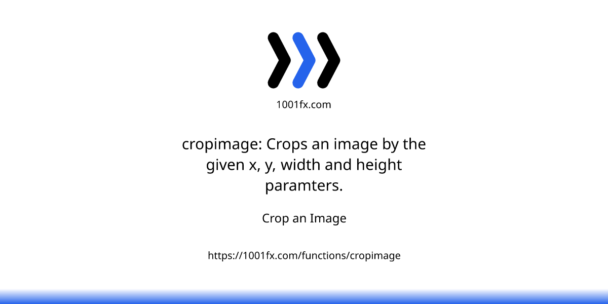 cropimage: Crops an image by the given x, y, width and height paramters.