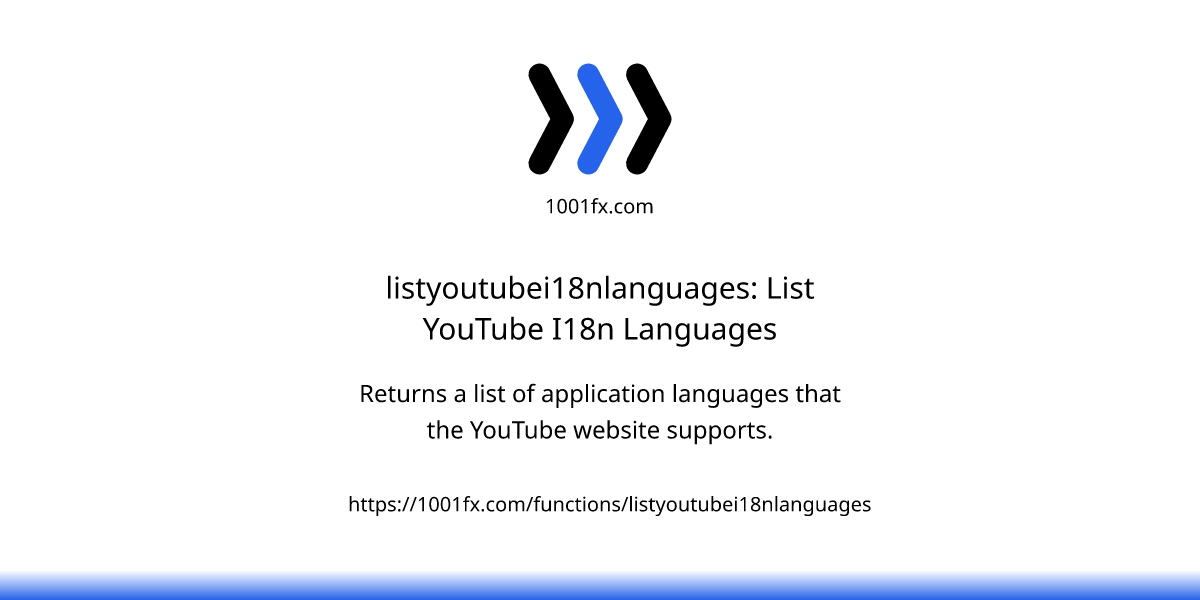 listyoutubei18nlanguages: List YouTube I18n Languages